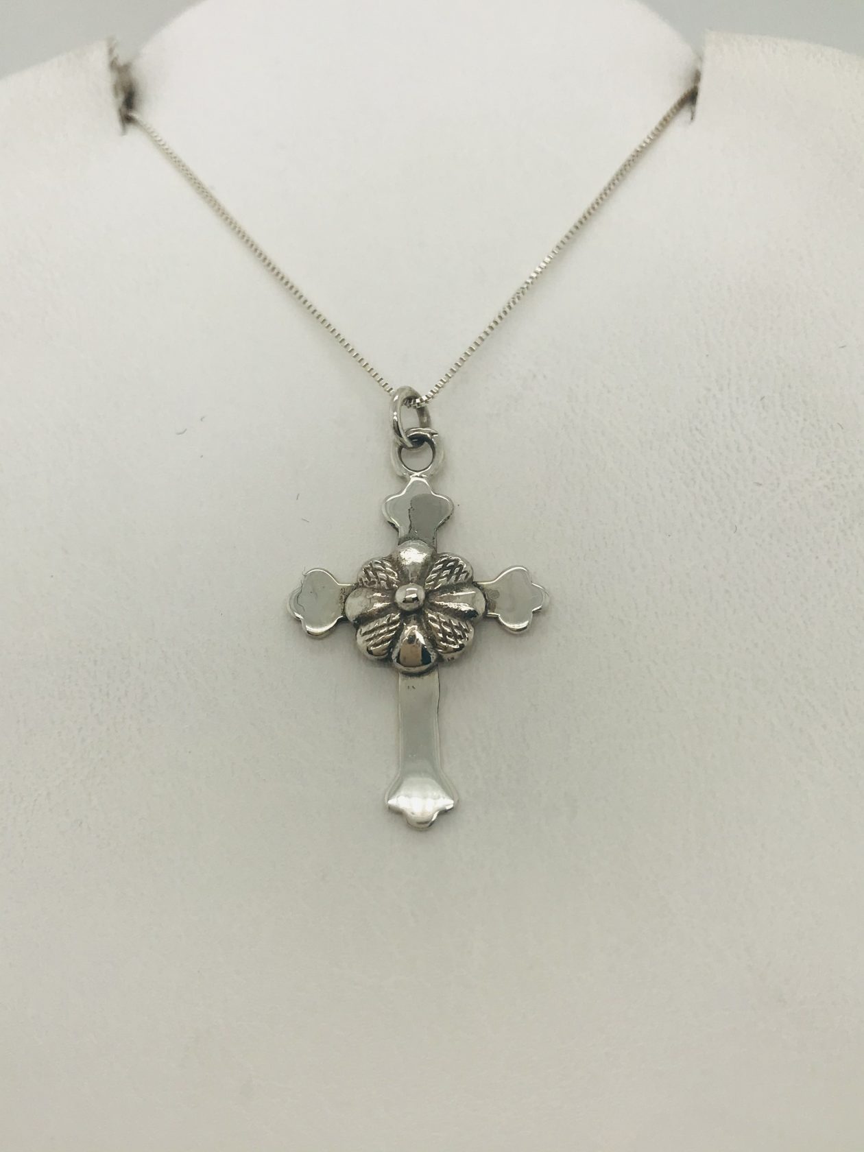 Sterling Cross with Baltic Sun (Saulite) Symbol - Krikis Jewelers