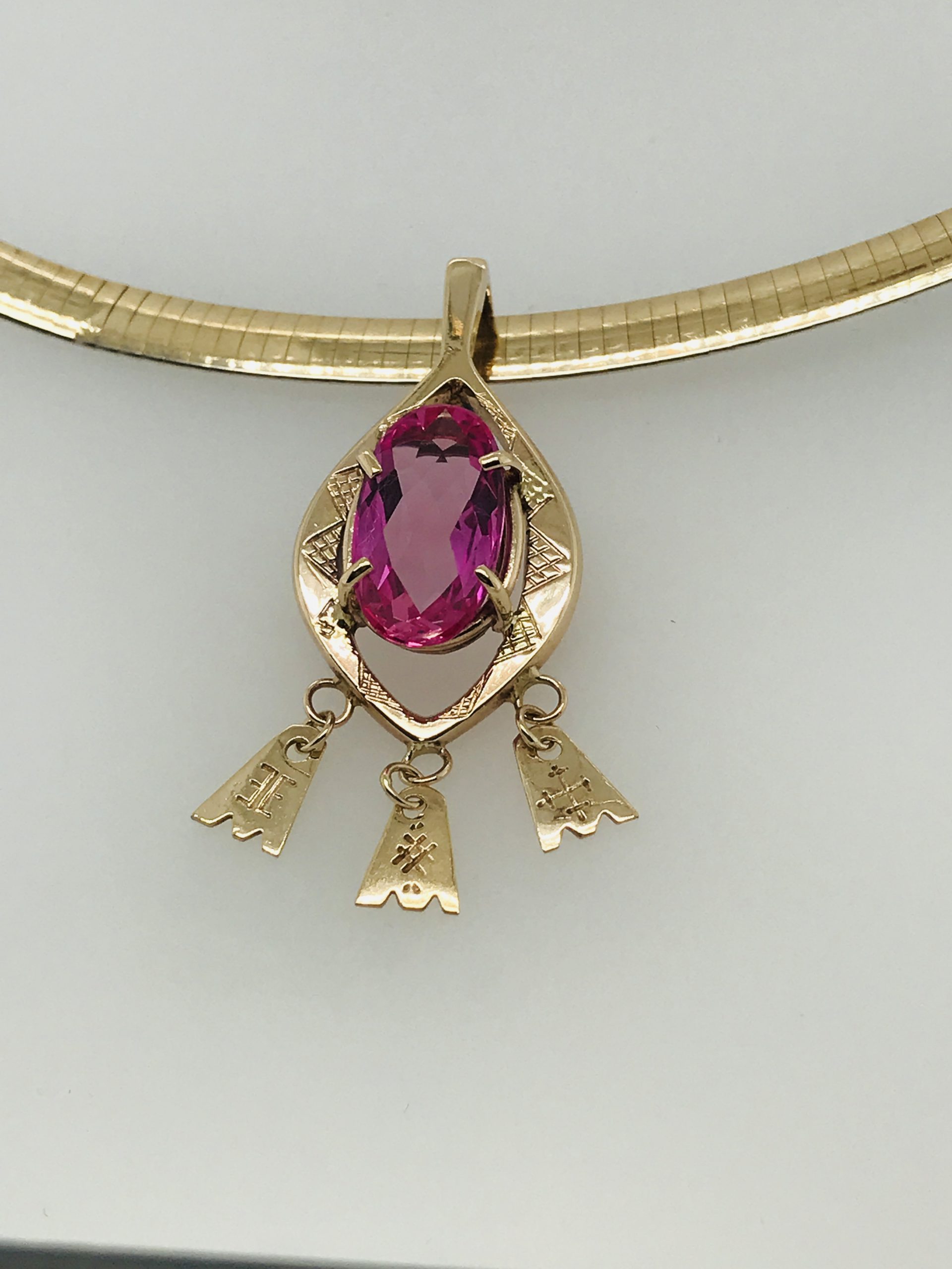 Gold Eternity Symbol Pendant with Genuine Tourmaline - Krikis Jewelers