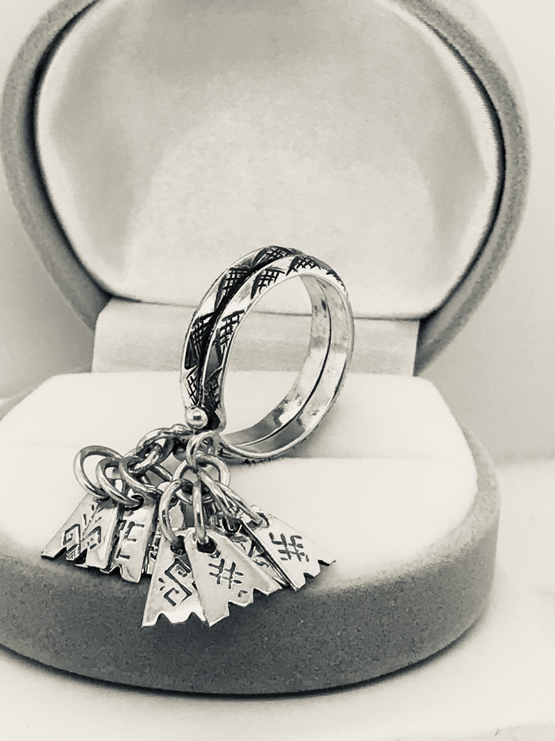 Silver two (2) row Seven Day Ring - Krikis Jewelers